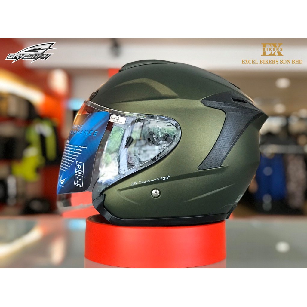 GRACSHAW G838 GAIZER HELMET (FLAT ARMY GREEN) | Shopee Malaysia