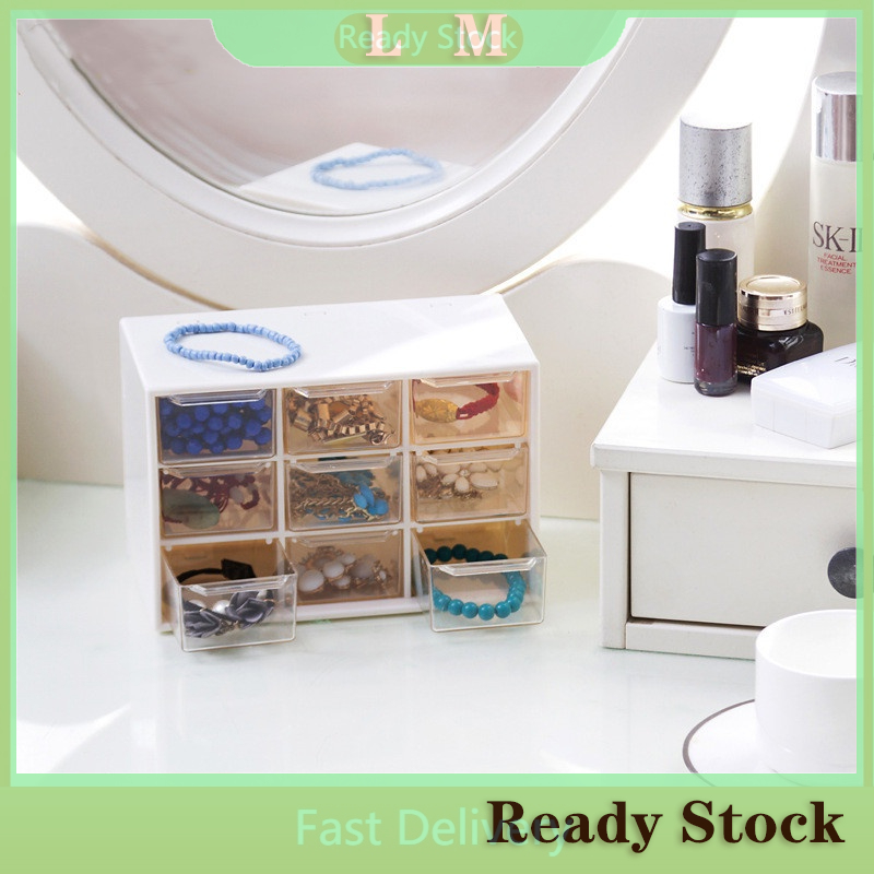 9 Slot Drawers Storage Box Dresser desktop jewelry storage box ...