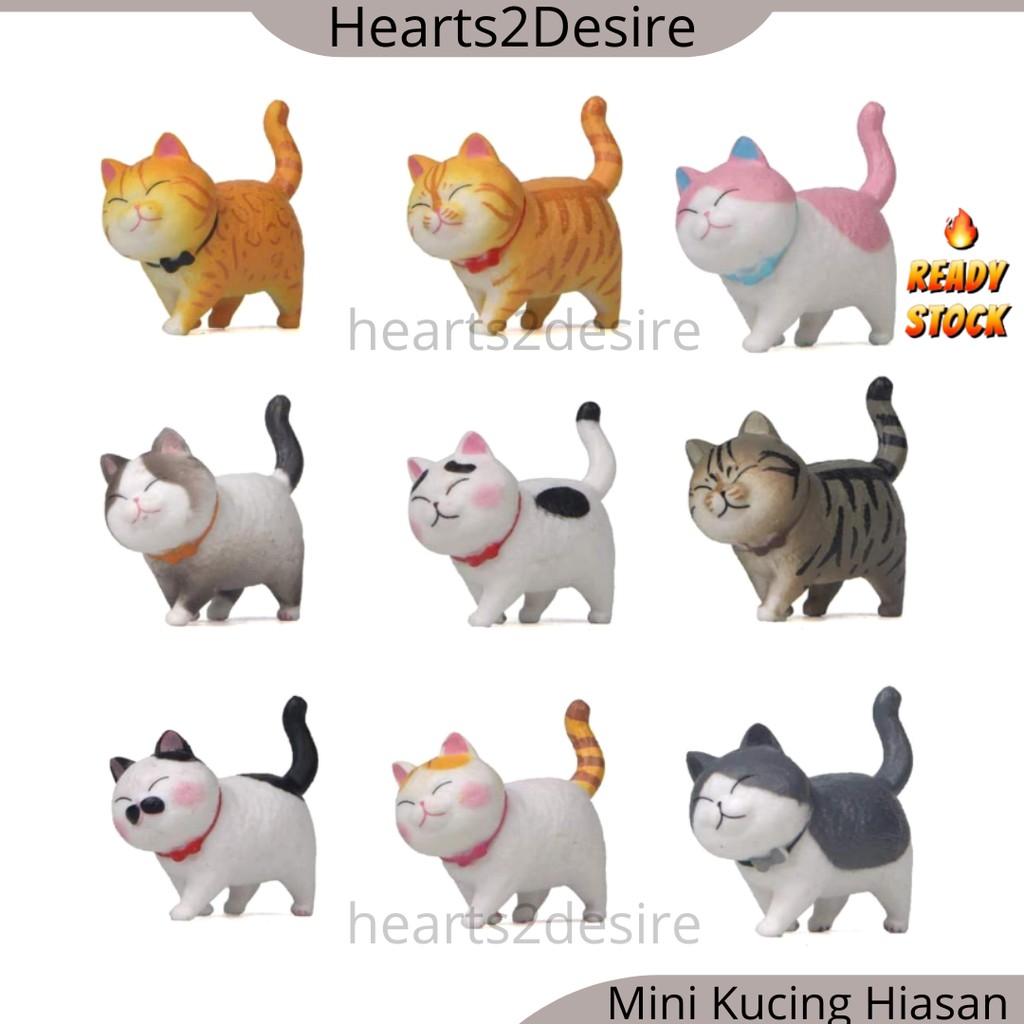 PATUNG KUCING MINI CUTE MINI CAT FIGURINES 9PCS SET HIASAN BILIK ...