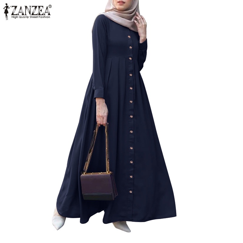 ZANZEA Women Muslim Plus Size Full Sleeved Oversized Baggy Long Dress ...