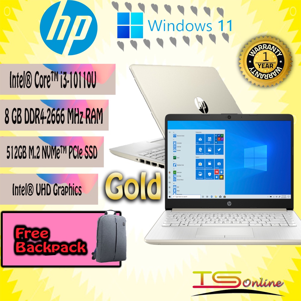 HP Laptop 15s-DU1510TU Pale Gold (Intel Core i3-10110U/ 8GB Ram/ 512GB ...
