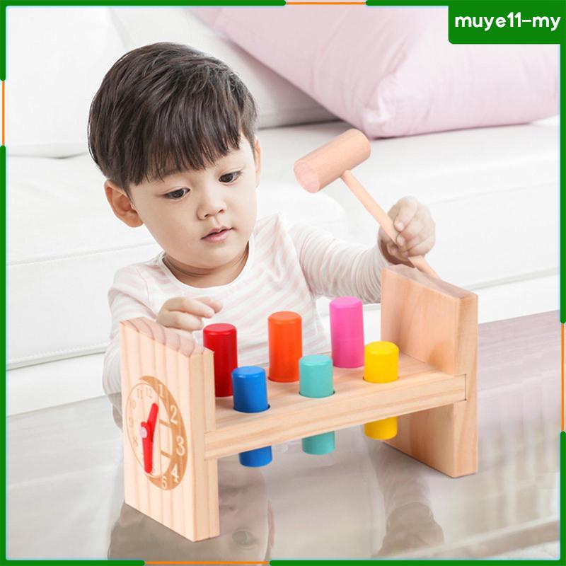 Wooden Pounding Toy with Mallet Fine Motor Skills Developmental Toy for ...