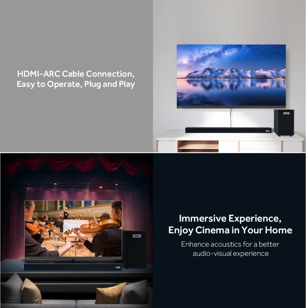 Haier Sound Bar With Woofer Bluetooth Connection Soundbar HSD3A040B ...