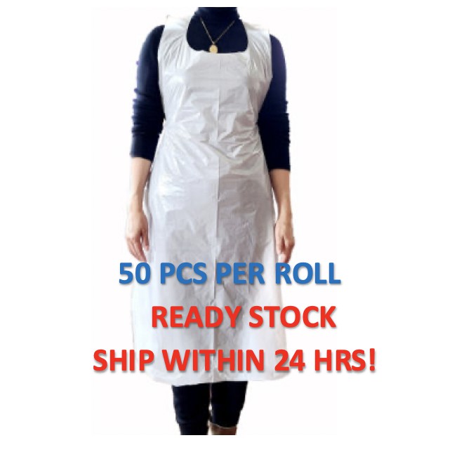 [FRONTLINER PPE] DISPOSABLE PLASTIC APRONS (WHITE) 50PCS/ROLL ...