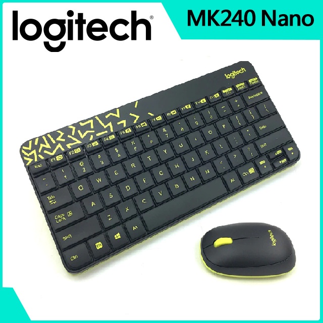 Logitech Mk240 Nano Wireless Keyboard And Mouse Combo Black Chartreuse