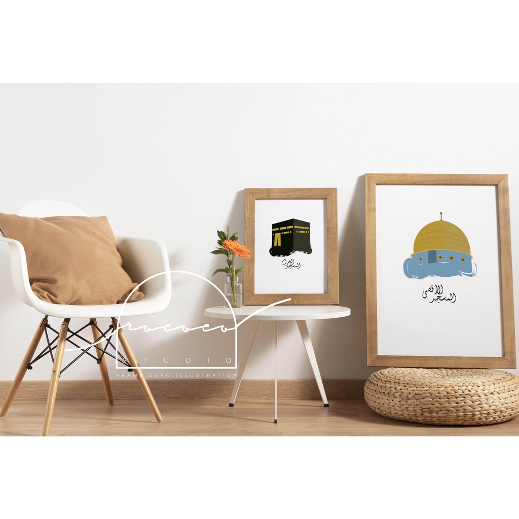 WITH FRAME Minimalist Islamic Masjid Kaabah Madinah Mekah Poster Room ...