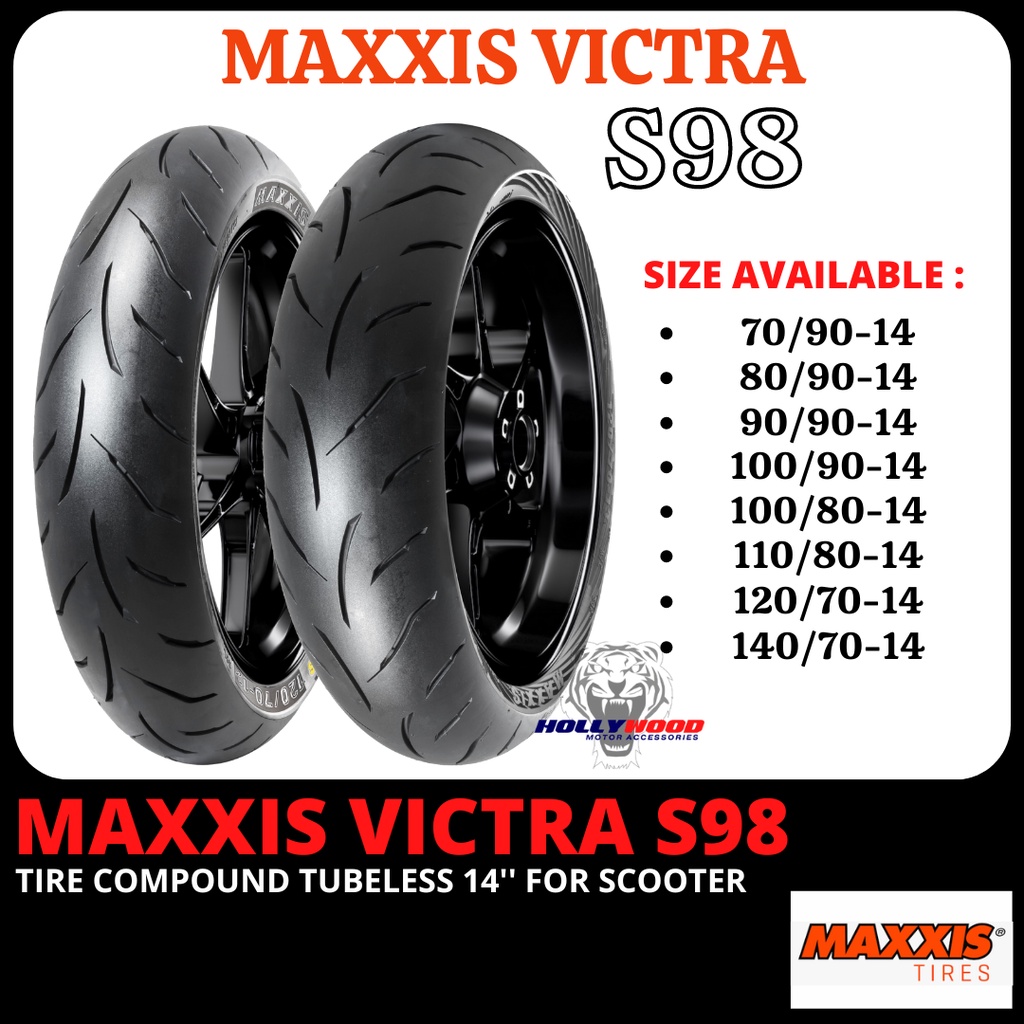 TAYAR SCOOTER MAXXIS VICTRA S98 14" TUBELESS TYRE RACING DUAL COMPOUND ...