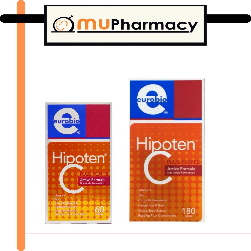  NEW PACKING Eurobio Hipoten C Plus Forte Vitamin C 1000MG 60 s 180