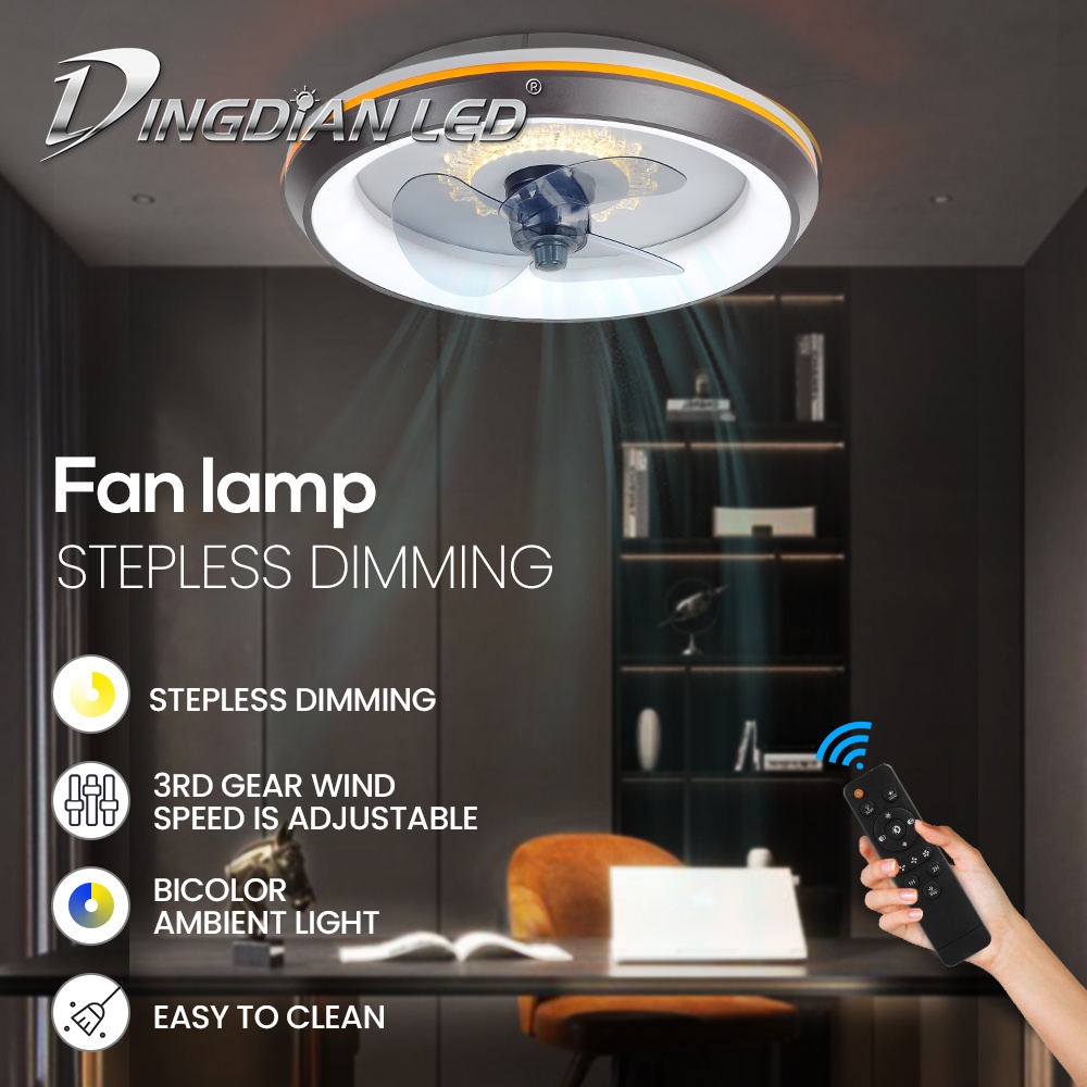 Dingdian LED Ceiling Fan Light Remote Stepless Dimming Easy Clean ...