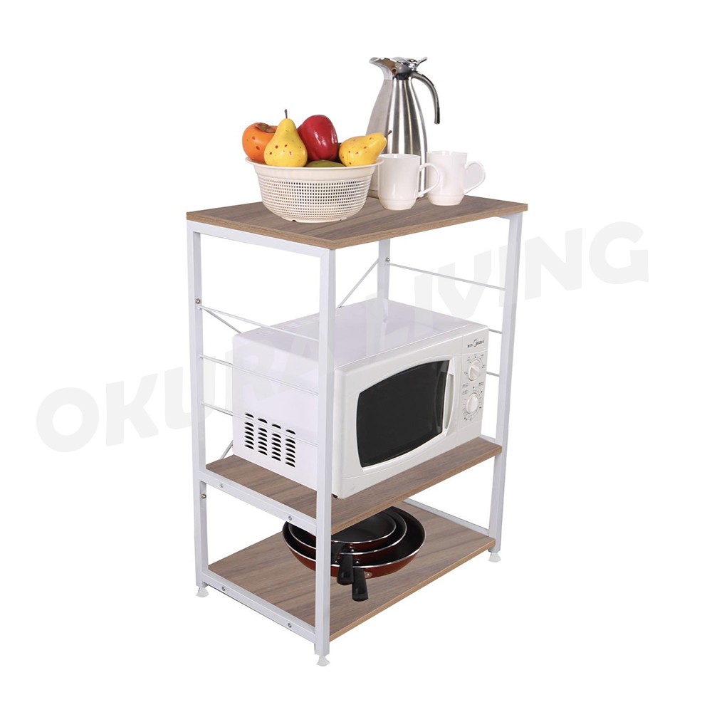 OKURA 3 Tier Multipurpose Kitchen Shelf Kitchen Rack Home Living Modern ...