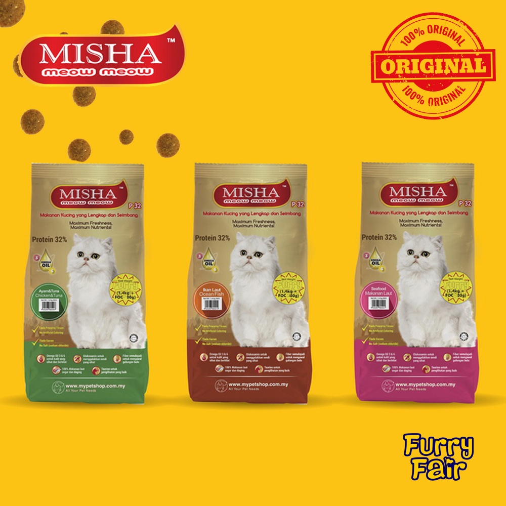 MISHA Dry Cat Food 1.5KG (Ocean Fish, Chicken & Tuna, Seafood) | Shopee ...