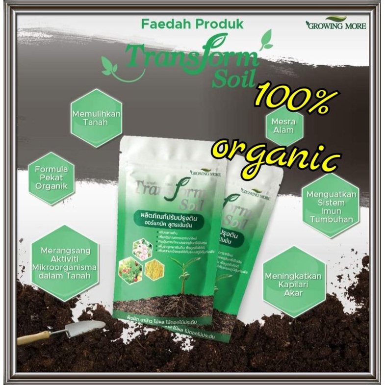 transform soil ( terbaik rawatan tanah ) organik / dolomite / Vitamin B1 / amino / phosphate ...