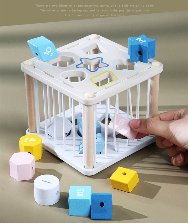 Treeyear 2-in-1 Montessori Wooden Shape Sorter Cube for 12+ Months ...