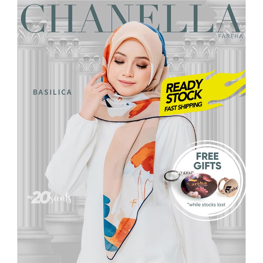 FAREHA CHANELLA 4.0 - BASILICA PREMIUM (Tudung Bawal Anti Kedut ...