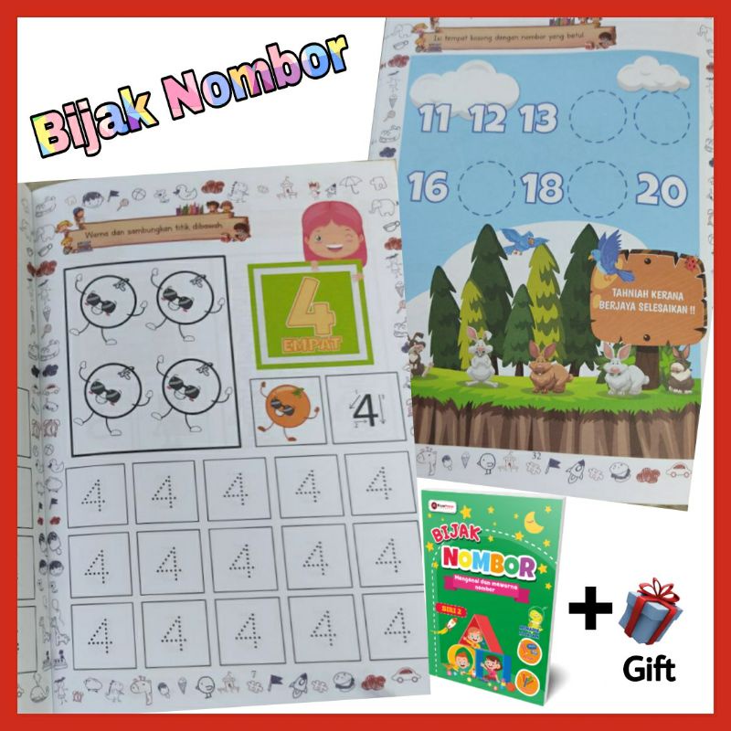 Buku Bijak Nombor 123 Buku Aktiviti Prasekolah Book For Preschool ...