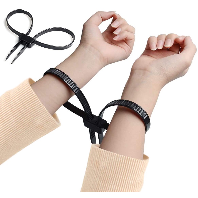 10 PCS Zip Tie Handcuffs Double Locking Zip Ties Restraints Black Nylon ...