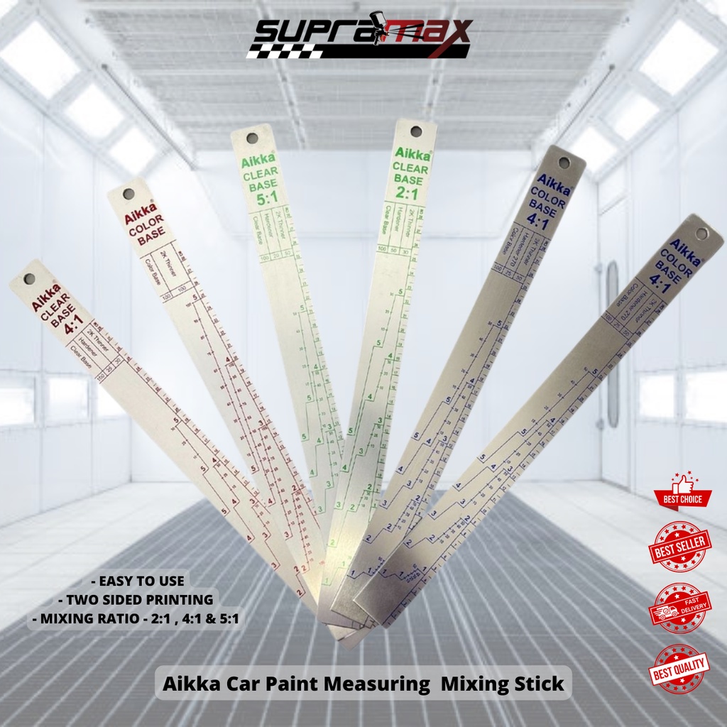 Aikka Car Paint Measuring Mixing Stick |Mixing Ruler| Pembaris Cat ...