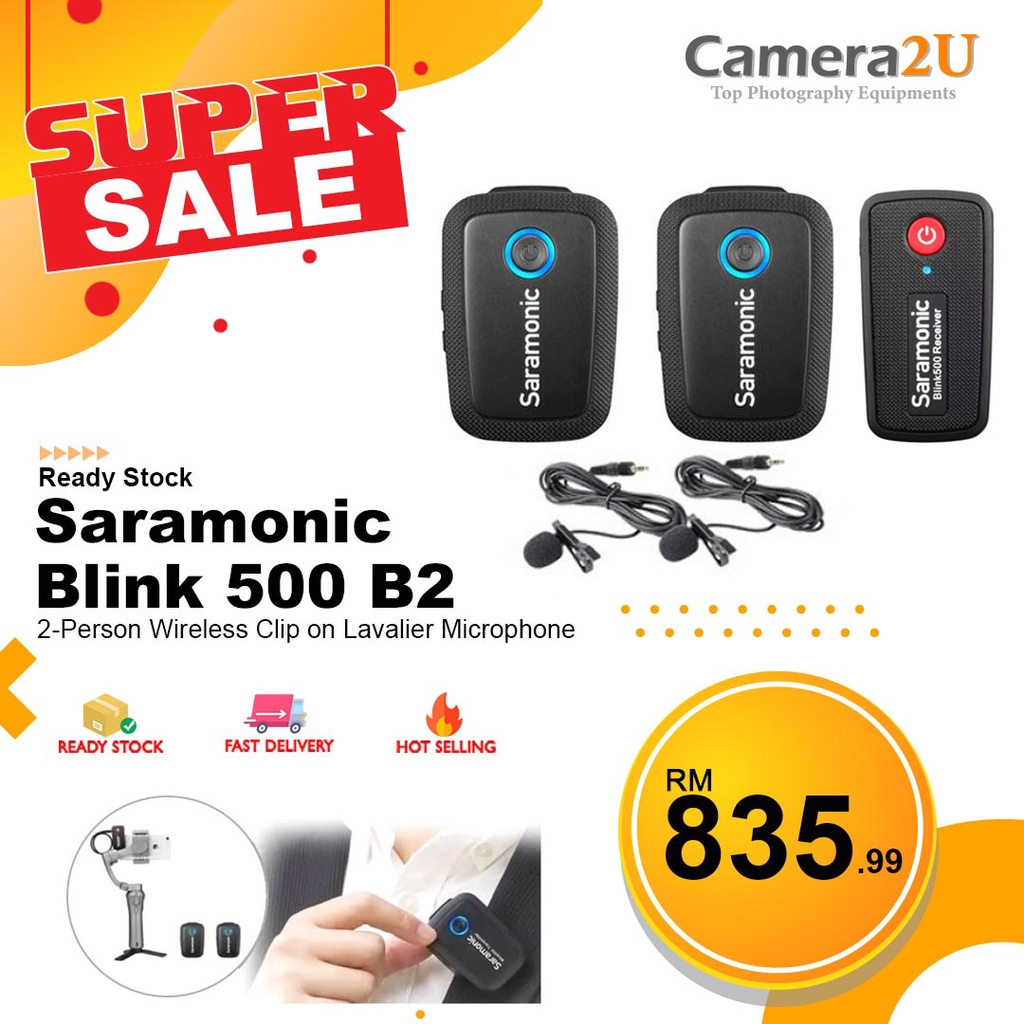 Ready Stock Saramonic Blink 500 B2 2 Person Wireless Clip On Lavalier