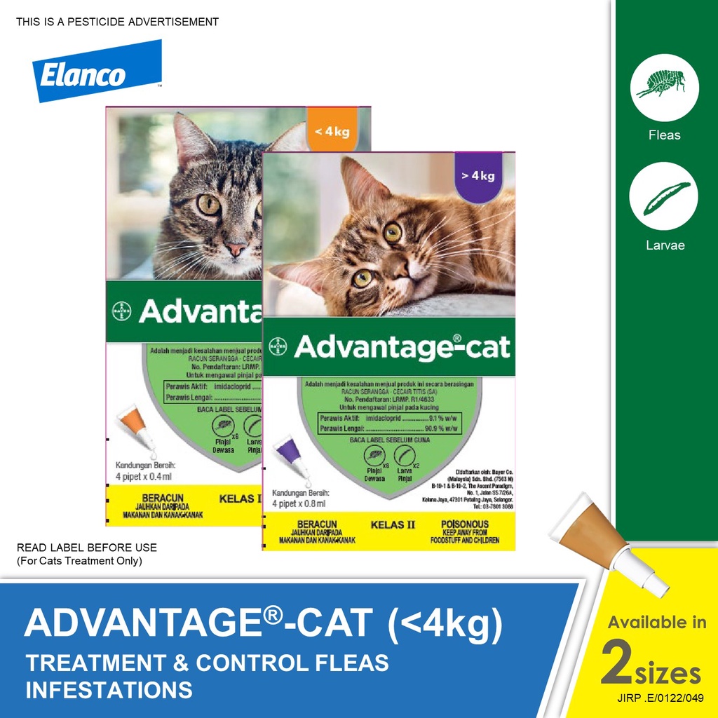 Elanco Advantage-cat Spot On Flea Solution - Size S/M | Shopee Malaysia