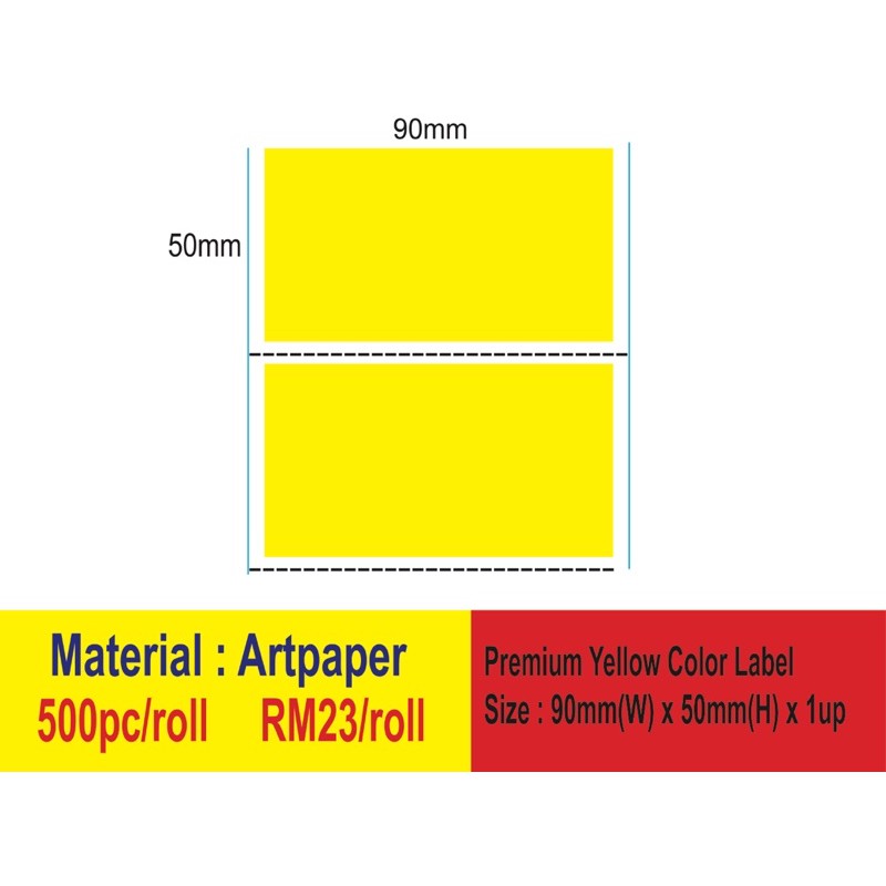 Yellow Color Sticker 90mm x 50mm | Shopee Malaysia