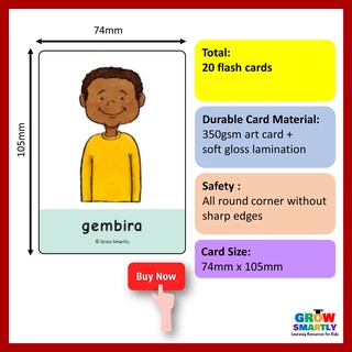 20 Perasaan dan Emosi Kad Imbas Bahasa Melayu Flash Card for Kids ...