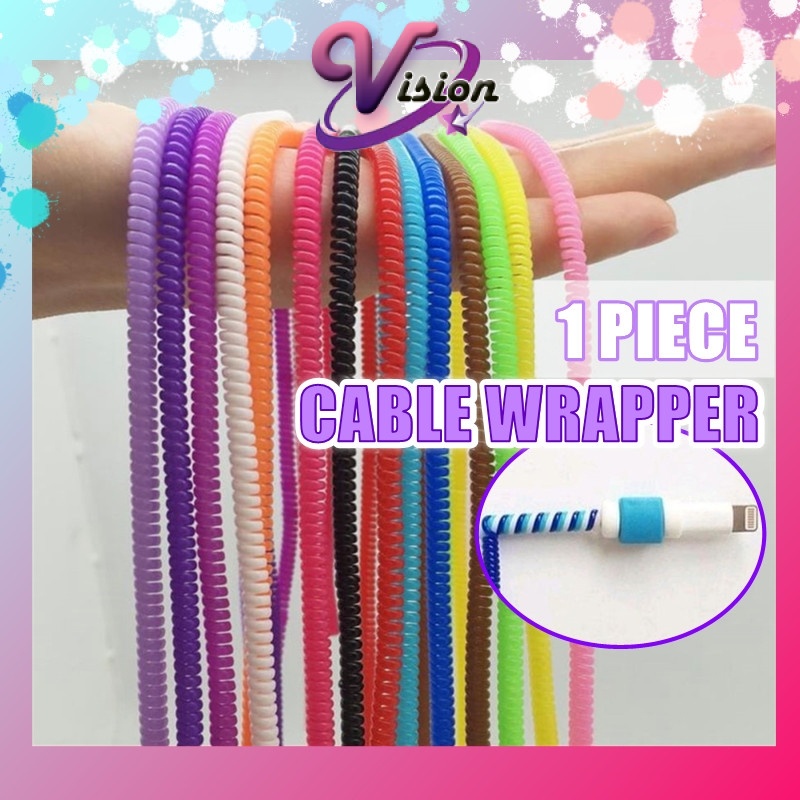 (Cable Wrapper) Protector Headphone Charger Spiral Cord String Data ...