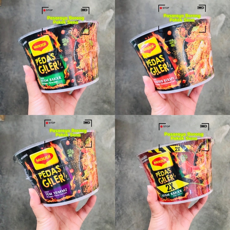 Maggi Pedas Giler Bowl 97g (Tom Yam,2x Ayam Bakar,Ayam Bakar,Seafood Berapi) | Shopee Malaysia