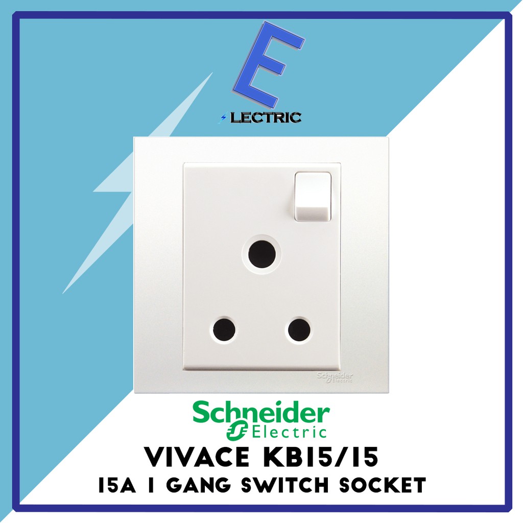 SCHNEIDER Vivace KB15/15 15A 1 Gang Switch Socket Outlets - White | Shopee Malaysia