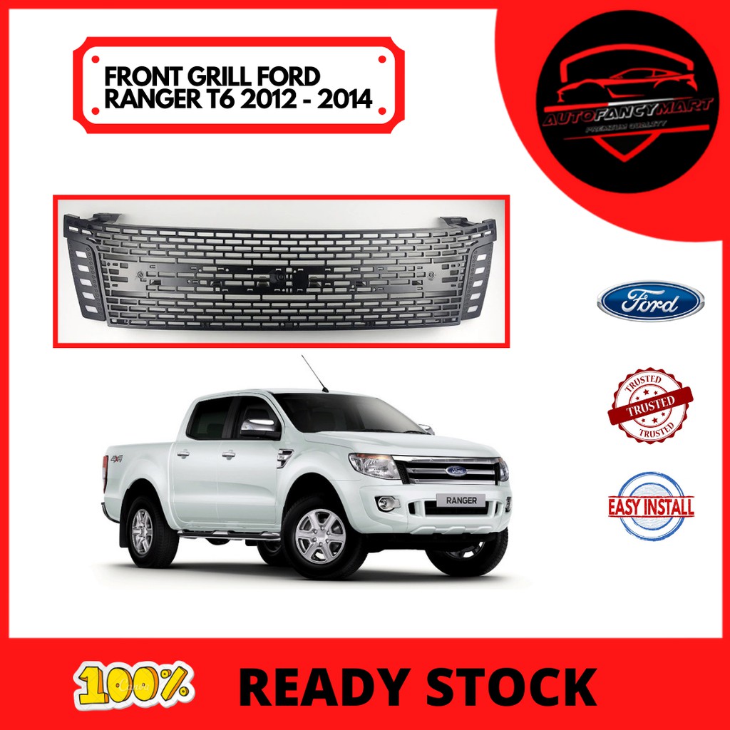 Ford Ranger T6 With LED Front Grill 2012 2013 2014 Matte Black with ...