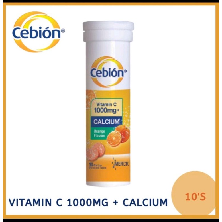 Cebion Vitamin C 1000mg + calcium Orange Flavour 10 tablets | Shopee ...