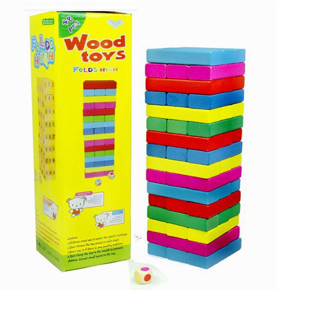 TY 037 48pcs Stack Toys Wooden Jenga Building Blocks Stack Block ...