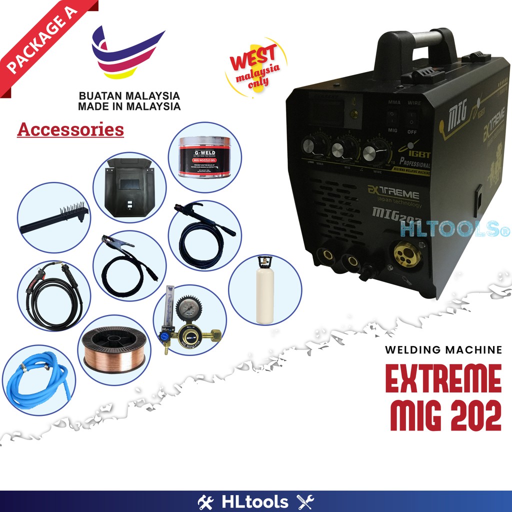 EXTREME MIG 202 3 IN 1 MIG & MMA WELDING MACHINE (GAS SET) | Shopee ...
