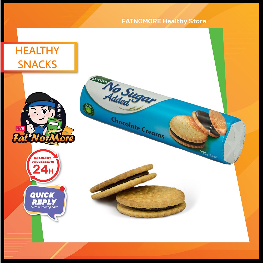 Gullon Chocolate Cream Biscuits No Sugar Added 250G Healthy Cookies ...