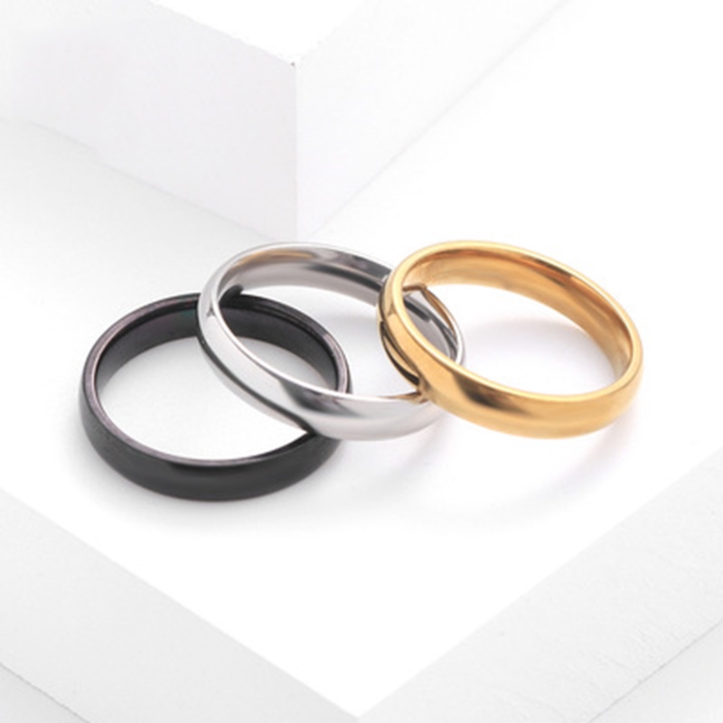 3 Colors Fashion Simple Stainless Steel Smooth Surface Ring/ 6mm Wide ...