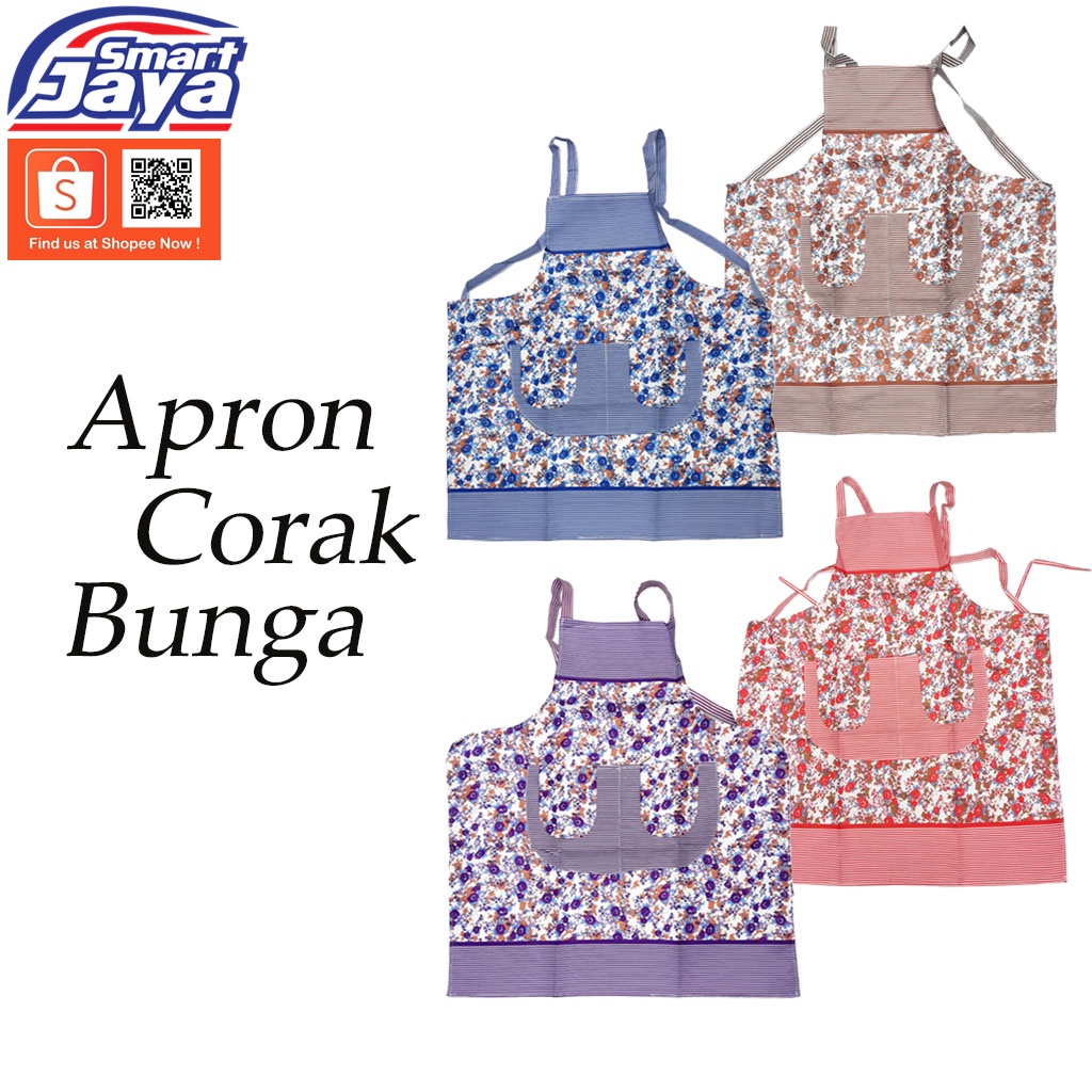 Apron 4 Warna Bunga/Merah/Ungu/Biru/Coklat (#-Ready Stock-#) | Shopee ...
