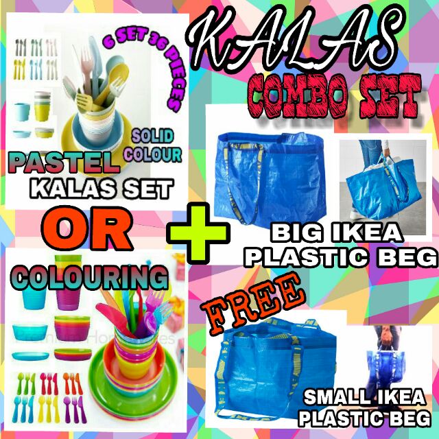 KALAS SET COMBO-PASTEL SOLID COLOUR/COLOURING COLOUR + BIG IKEA PLASTIC ...