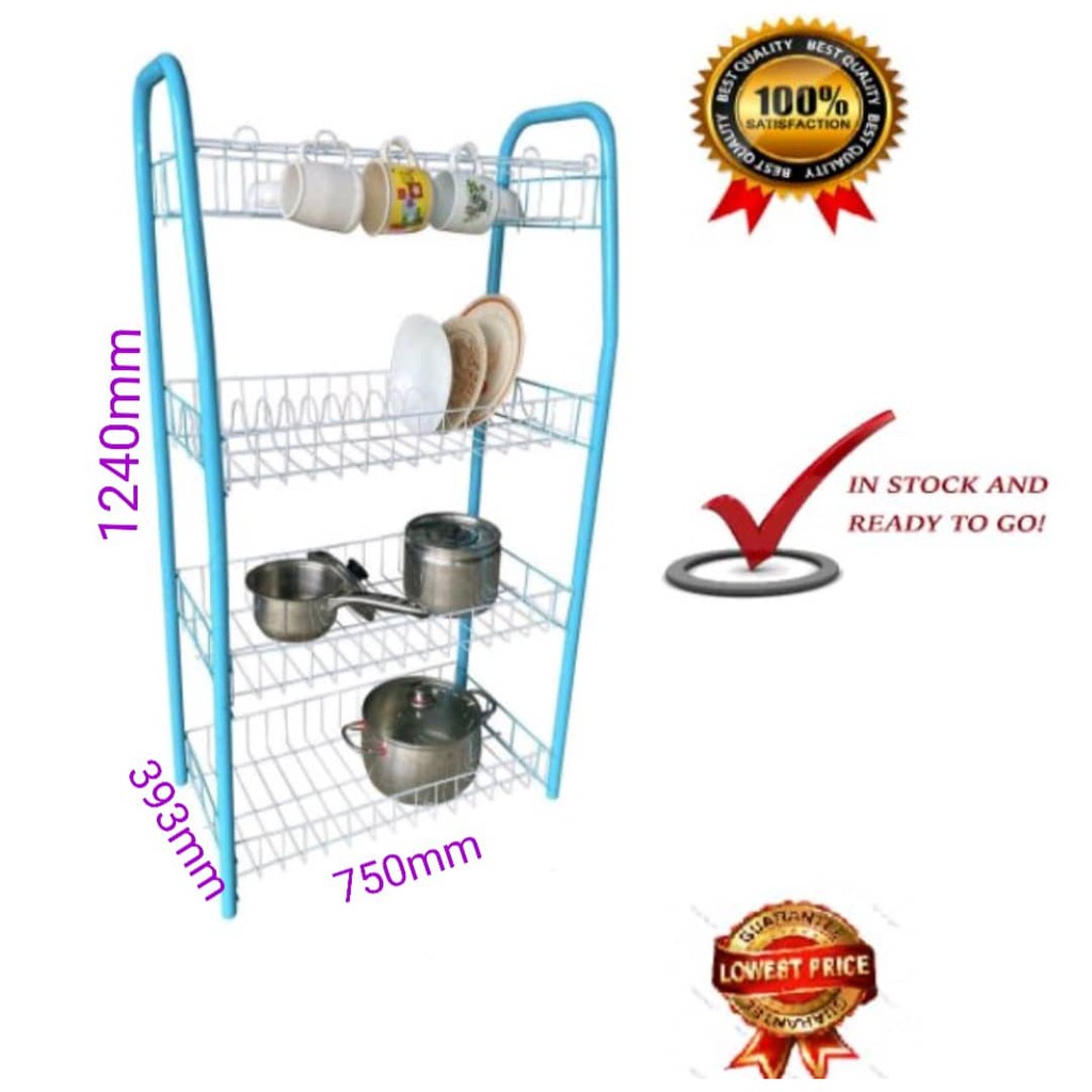 4 TIER PLATE RACK/RAK PINGGAN 4 TINGKAT | Shopee Malaysia