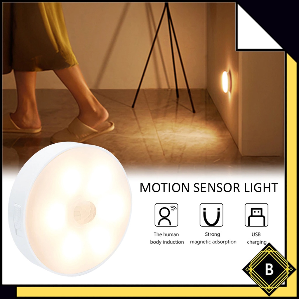 MOTION SENSOR LED LIGHT ROUND RECHARGEABLE SENSOR GERAK SENSOR ...