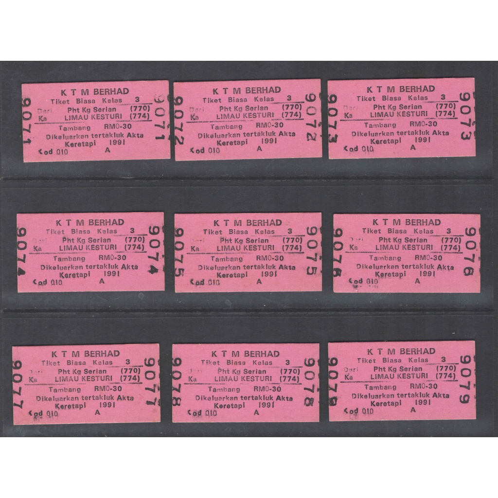 Edmonson Older Vintage Railway Ticket Keretapi KTMB New Select Your Own ...