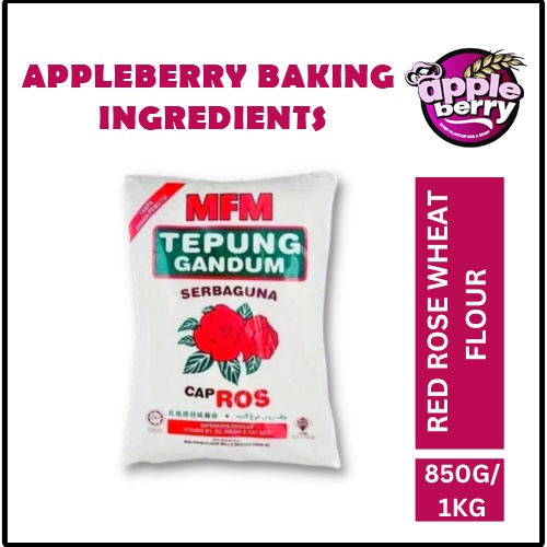 Medium Protein Flour Red Rose Wheat Flour Tepung Gandum Cap Bunga 850g ...