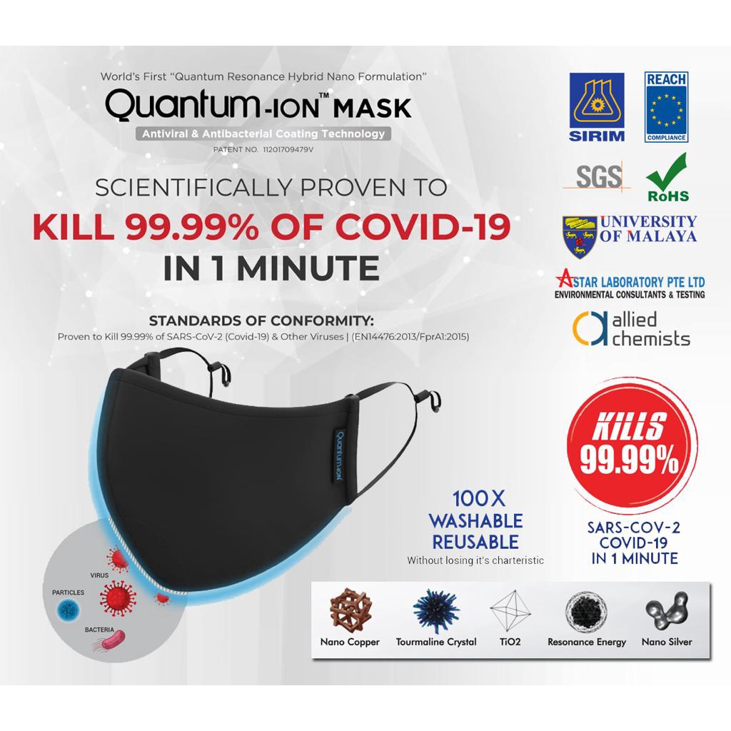 Quantum-ION Mask destroy 99.99% of Viruses in 1 minute. (Ready stock ...
