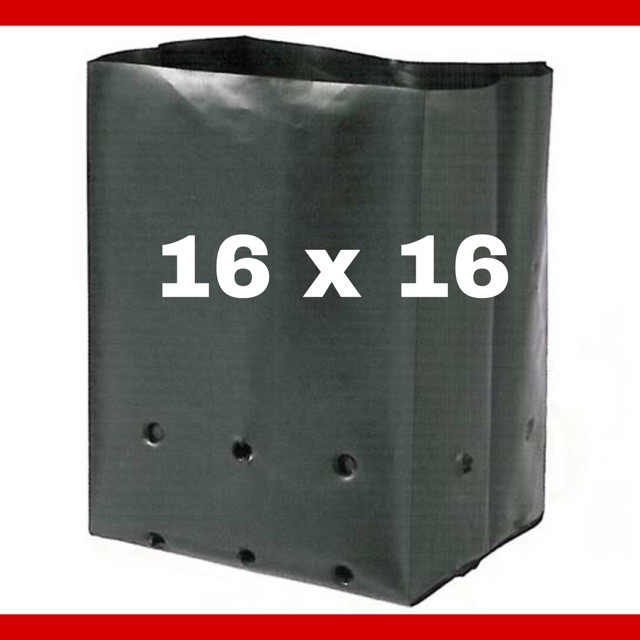 15 pcs 16x16 UV Polybag Thick UV Fertigasi Polibag Hitam Nursery ...