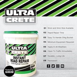 ULTRACRETE INSTANT ROAD REPAIR (25KG) Cold Asphalt Concrete | Shopee ...