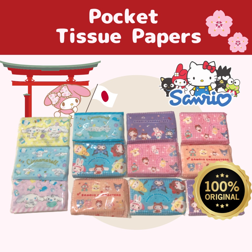 ORIGINAL Sanrio Japan Cute tissue papers cartoon Pocket tissue | Shopee ...