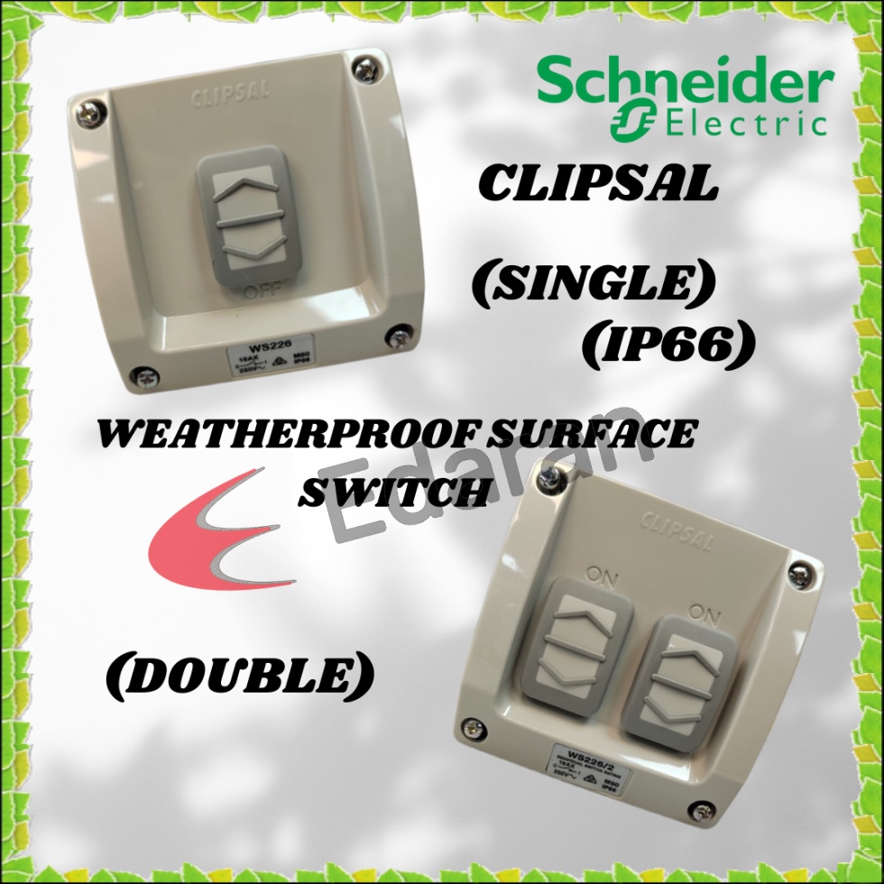 SCHNEIDER CLIPSAL WS226 1GANG OR 2GANG 2W 16A WEATHERPROOF SURFACE ...