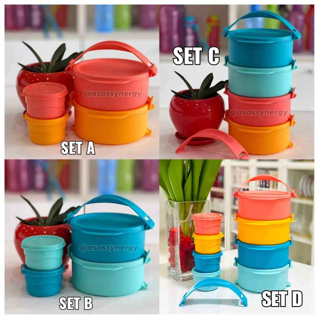 Tupperware Round Click To Go 880ml OR Tup Tiffin Set 4 x 550ml OR Snack ...