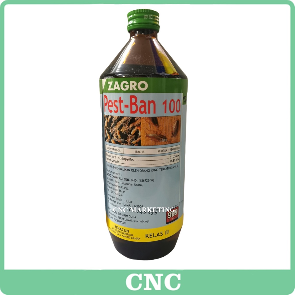 1L Pest-Ban 100 Zagro Chlorpyrifos 21.2% Racun Anai Anai Semut Serangga ...