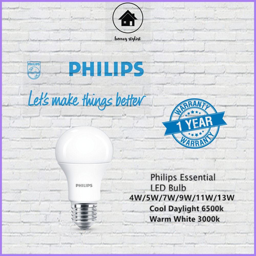 Philips essential led bulb e27 220-240v cool daylight 6500k / warm ...