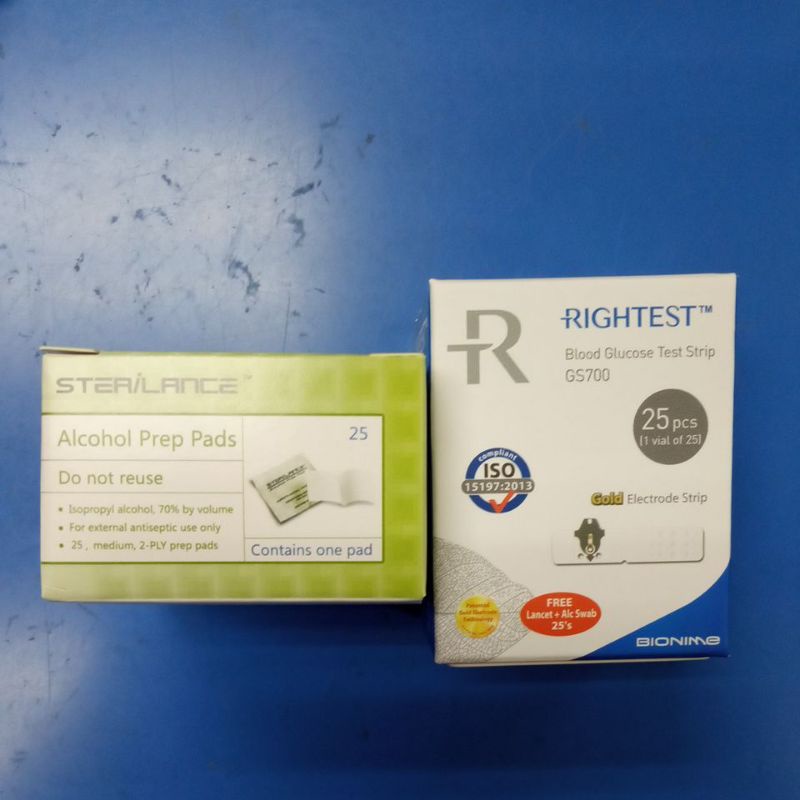 Bionime Rightest GS700 Blood Glucose Test Strip 25s FOC Alcohol Swabs ...