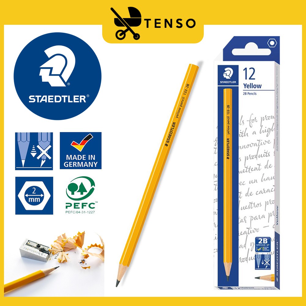 Staedtler 133-2B 12pcs Yellow Pencils / Black Lead 2B Pensel | Shopee ...